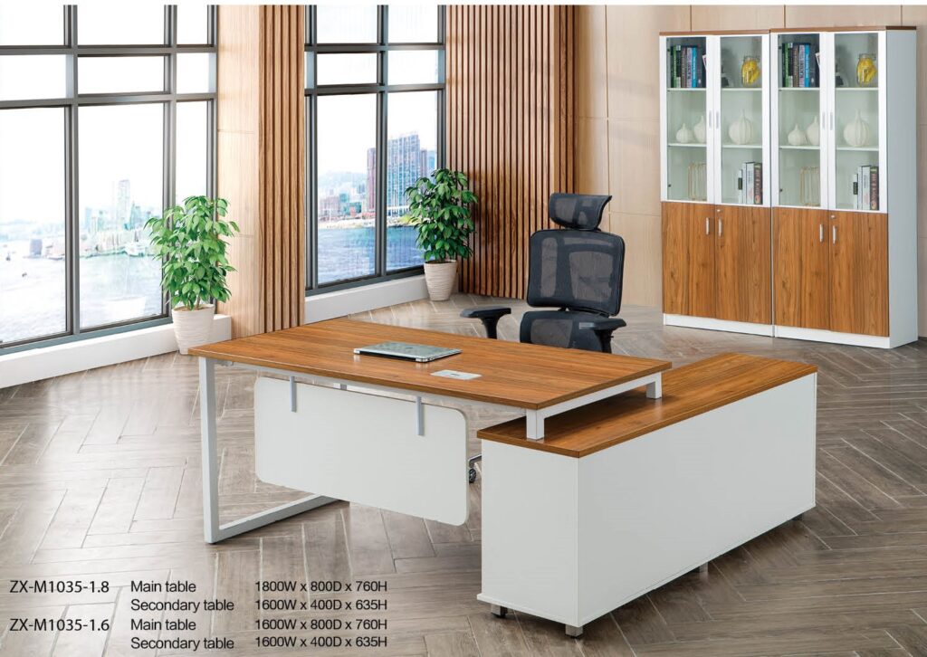 Hope 180L Executive L-Shape Desk White Light Walnut MDF – Style Office ...