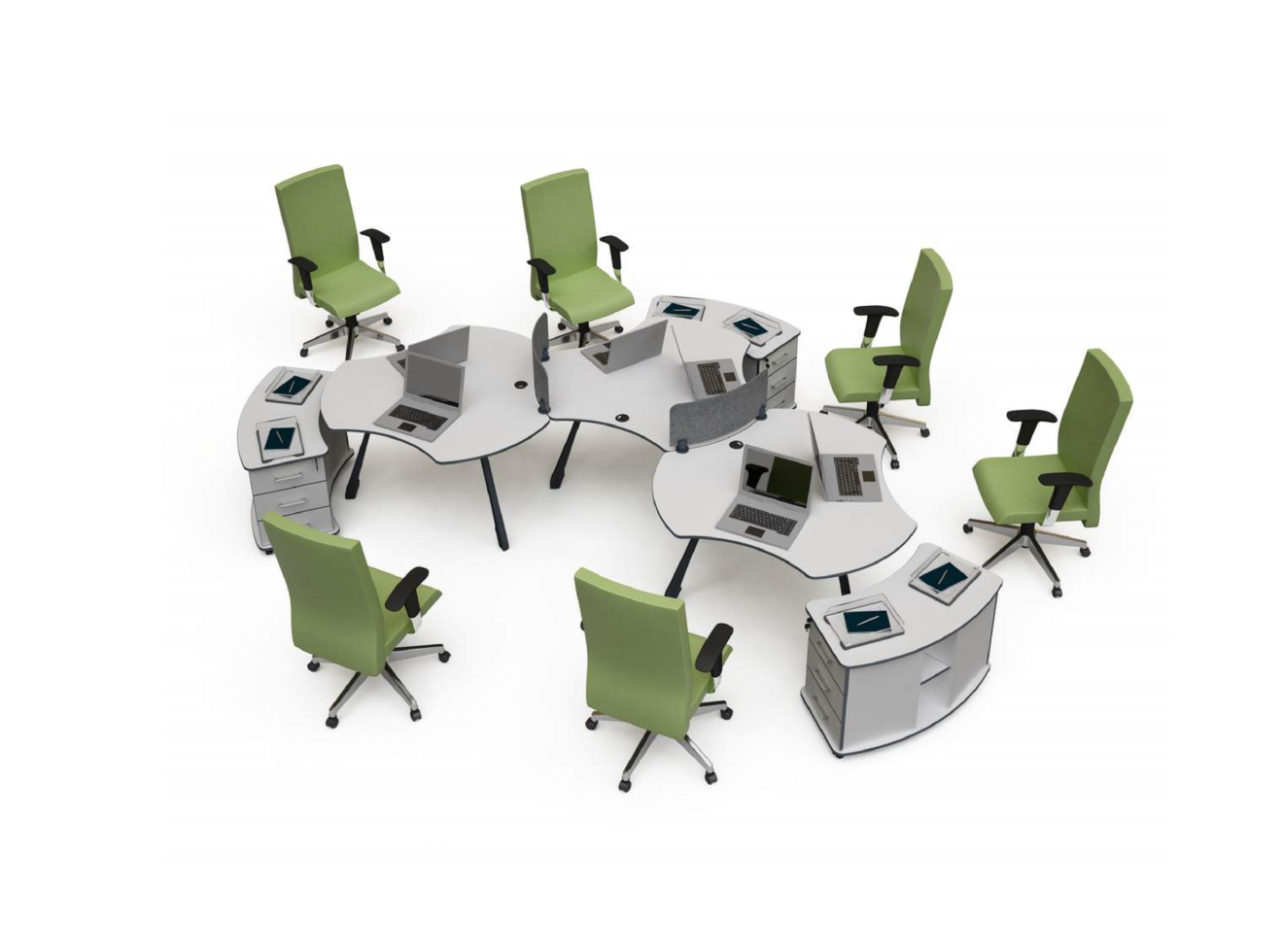 Wish Cluster 6 Workstations White Made in Turkey – Style Office Furniture